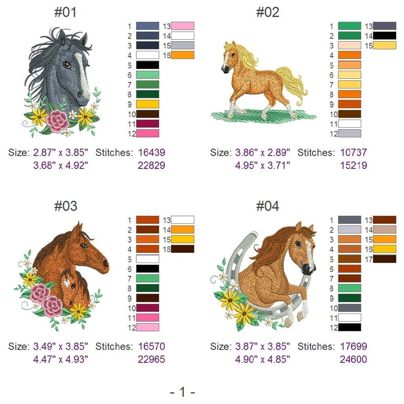 Horses Animals Machine Embroidery Designs Pack Instant - Etsy