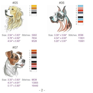 Dog Portraits Machine Embroidery Designs Instant Download 4x4 5x5 6x6 ...