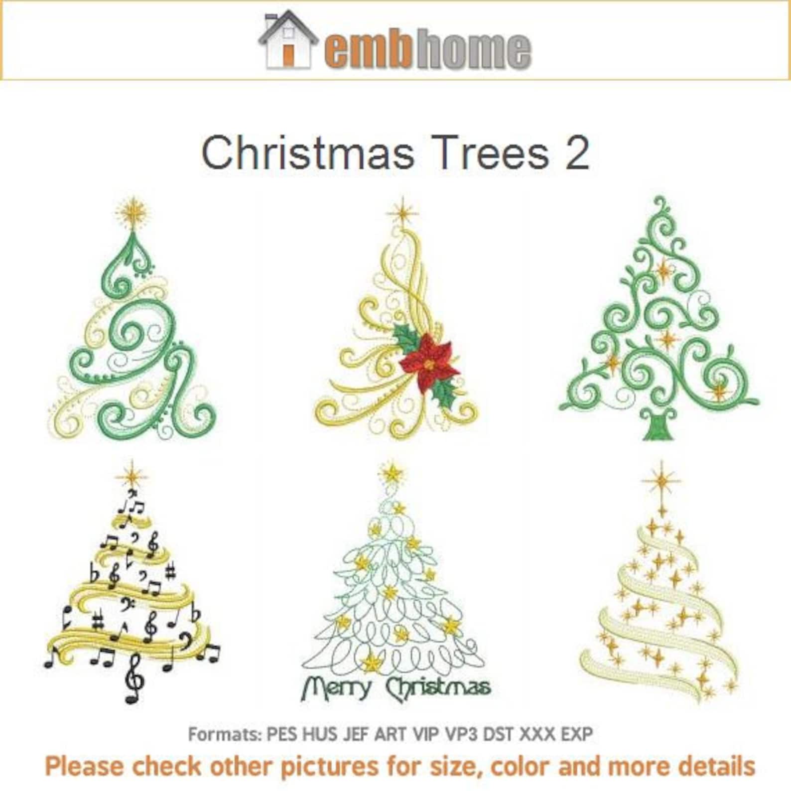 Christmas Trees Machine Embroidery Designs Instant Download - Etsy