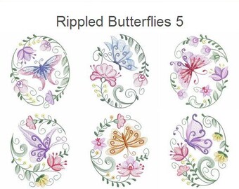 Rippled Dancing Butterflies Machine Embroidery Designs Instant - Etsy