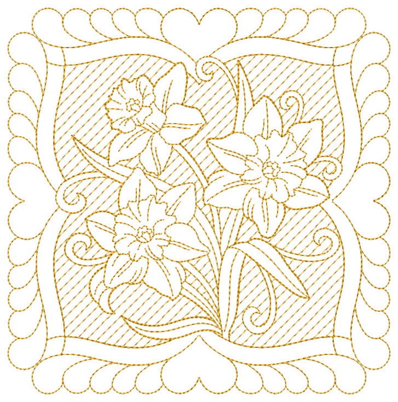 Trapunto Floral Quilt Machine Embroidery Designs Pack Instant Download ...