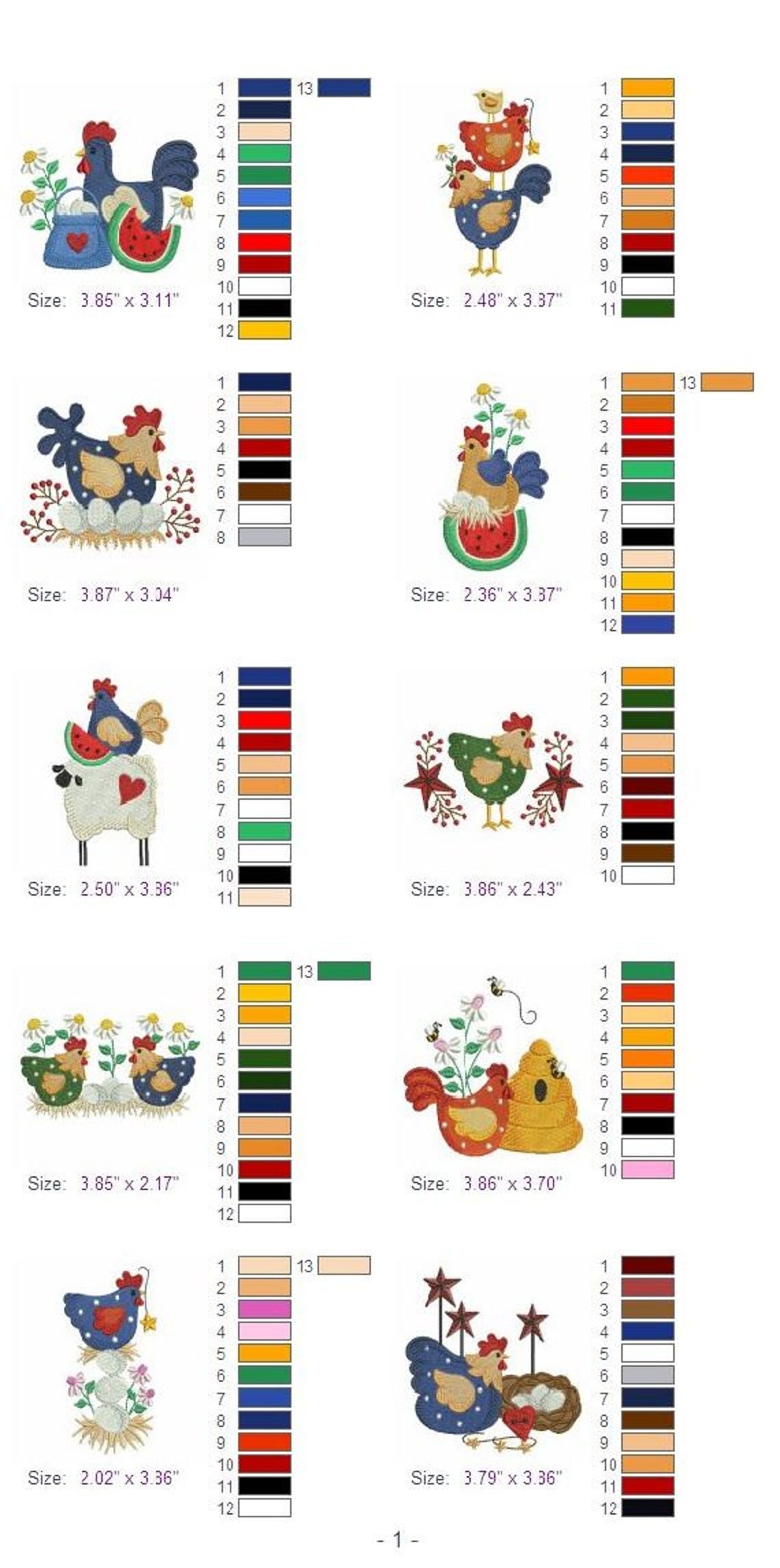 Country Chicken Machine Embroidery Designs Instant Download | Etsy