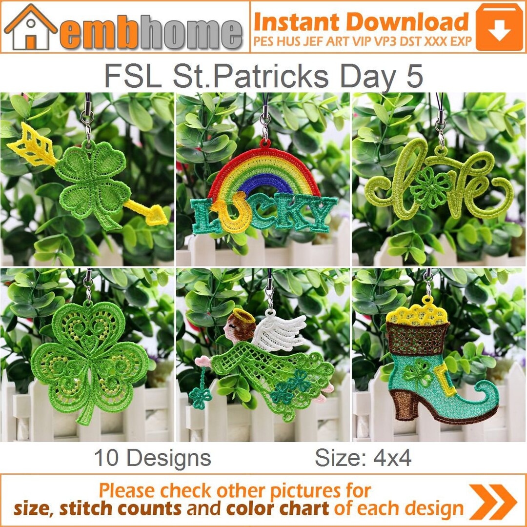 FSL St.patricks Day Free Standing Lace Machine Embroidery Designs ...