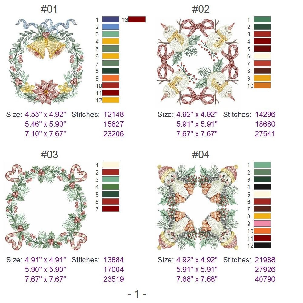 Baltimore Christmas Quilt Machine Embroidery Designs Instant Download ...