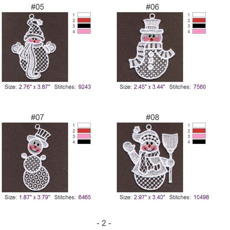 FSL Cuddly Snowmen- Free Standing Lace Machine Embroidery Designs ...