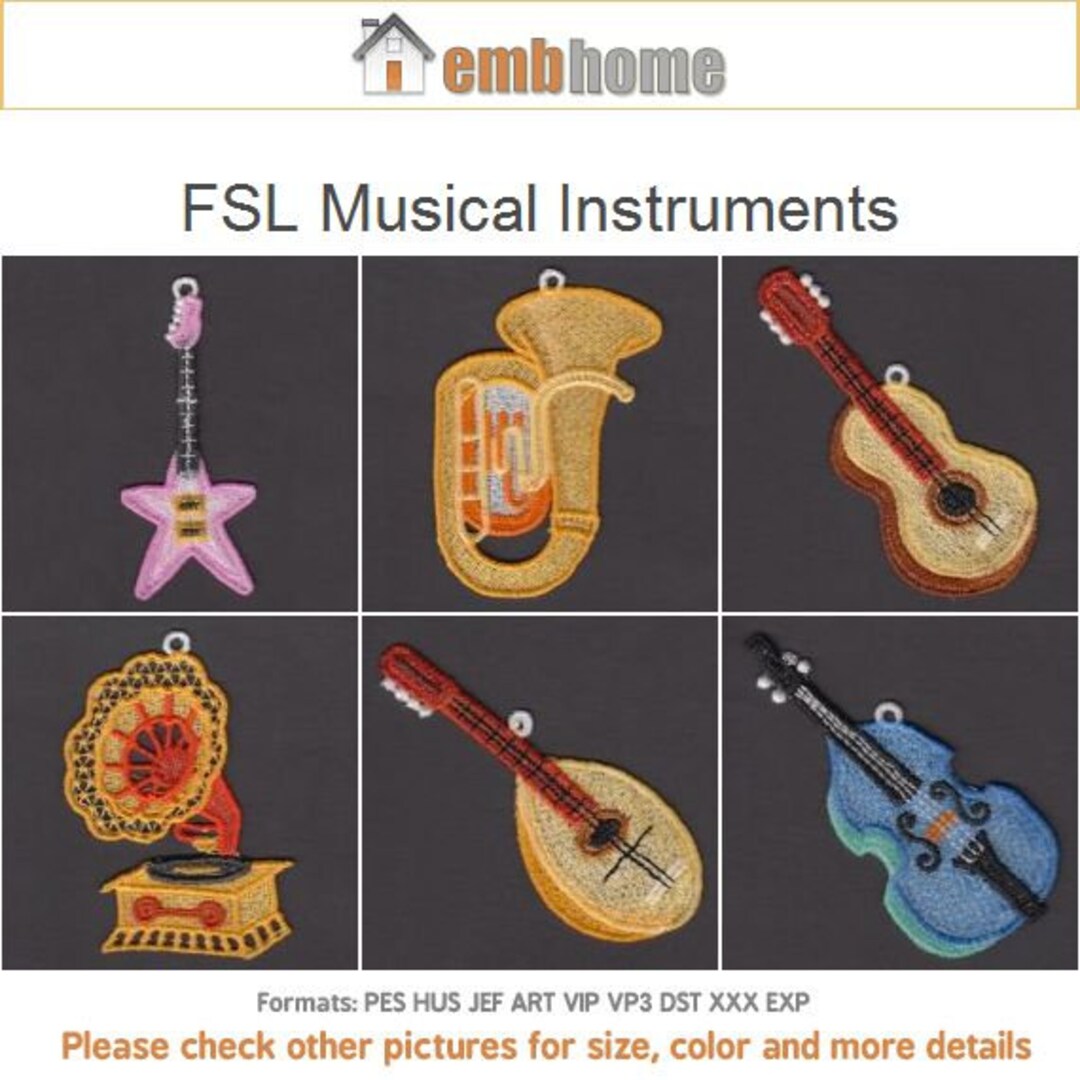 FSL Musical Instruments Free Standing Lace Machine Embroidery - Etsy