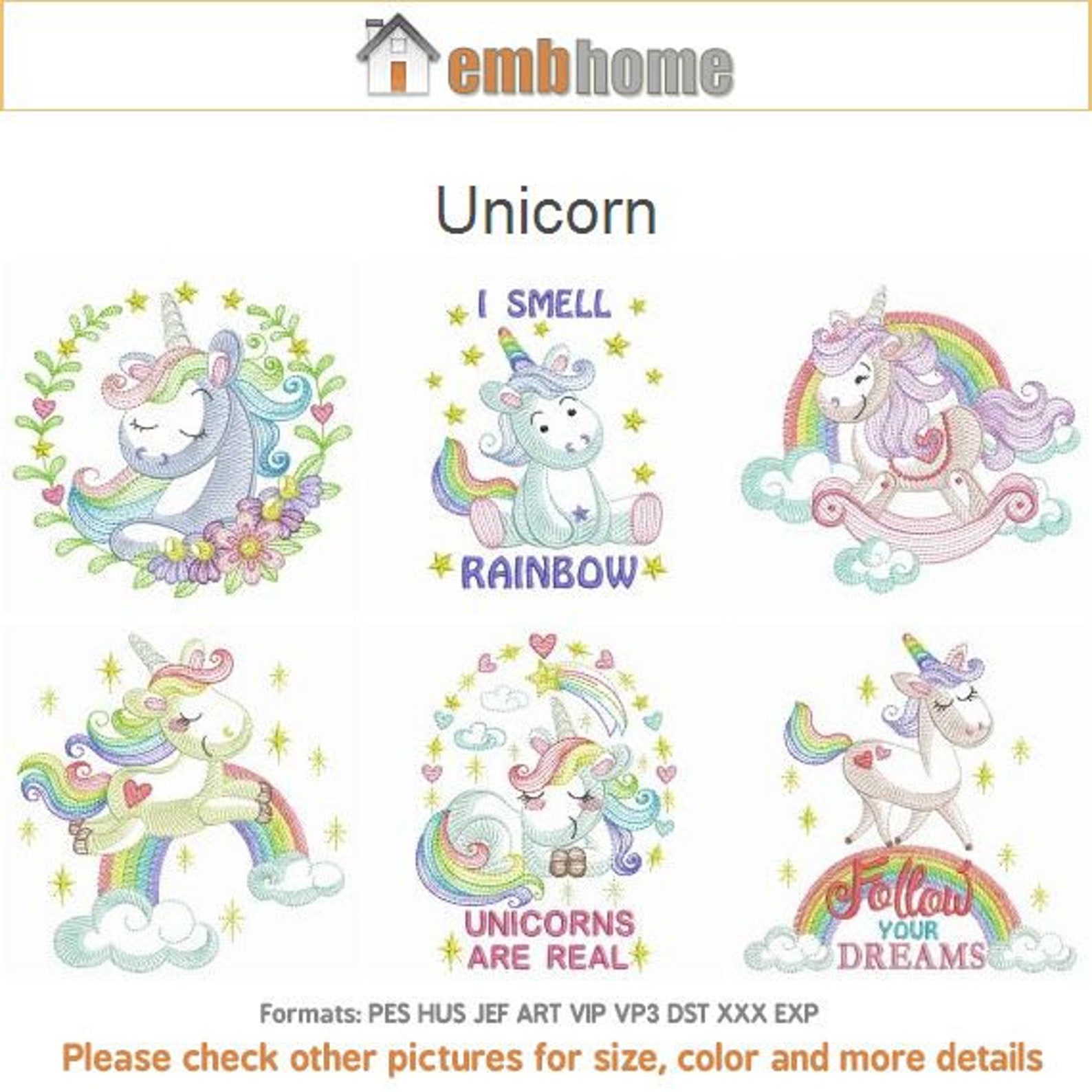 Unicorn Machine Embroidery Designs Pack Instant Download 5x5 - Etsy