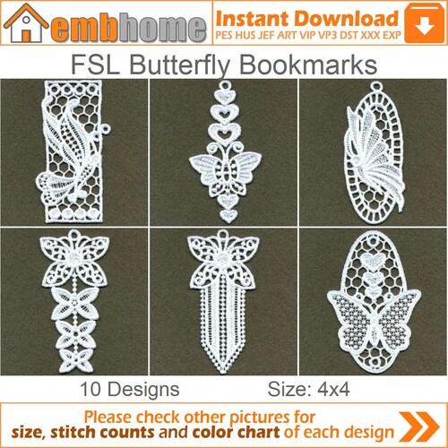 FSL Rose Bookmarks Free Standing Lace Machine Embroidery - Etsy