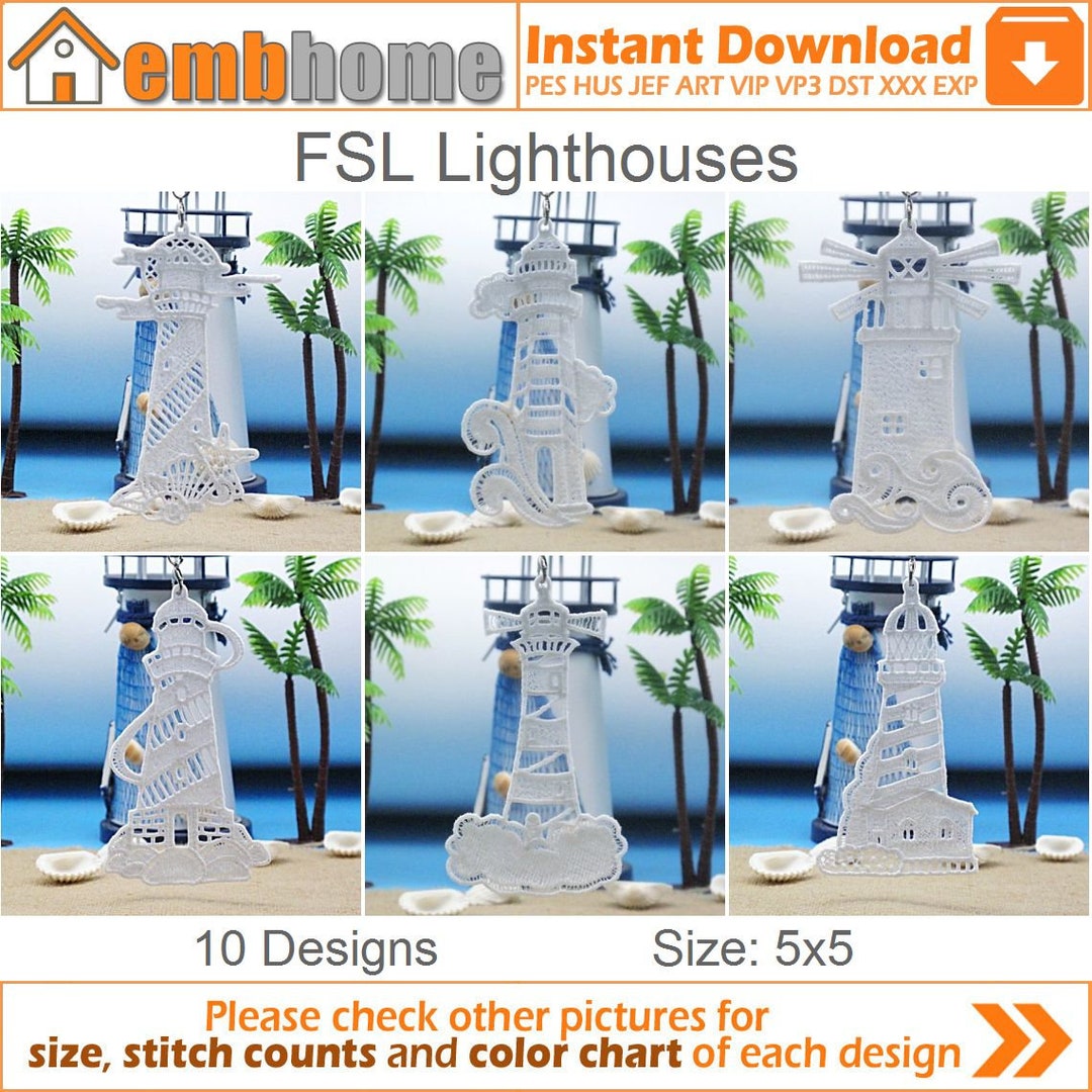 FSL Lighthouses Free Standing Lace Machine Embroidery Designs Instant ...