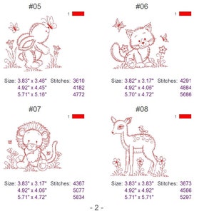 Redwork Baby Animals Machine Embroidery Designs Pack Instant - Etsy