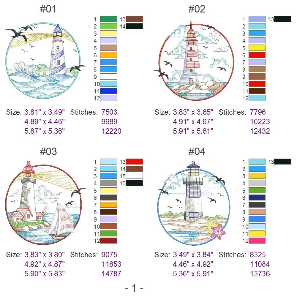 Lighthouses Machine Embroidery Designs Pack Instant Download - Etsy