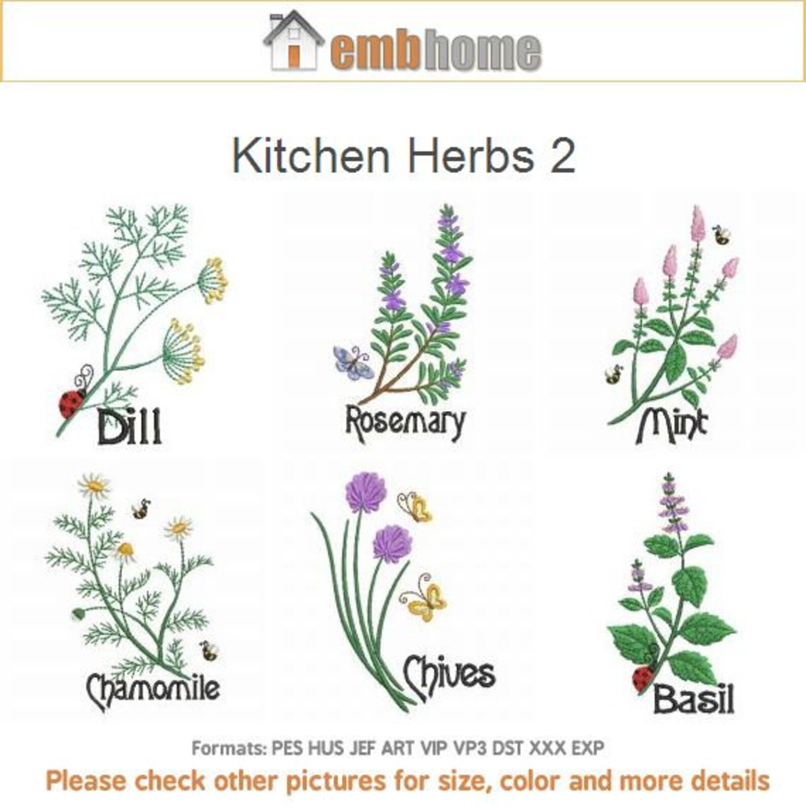 Kitchen Herbs Machine Embroidery Designs Instant Download 4x4 | Etsy