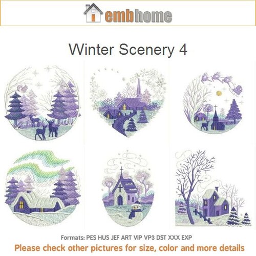Winter Scenery Machine Embroidery Designs Pack Instant - Etsy