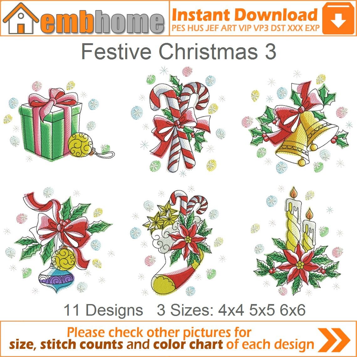 Festive Christmas Machine Embroidery Designs Instant Download - Etsy