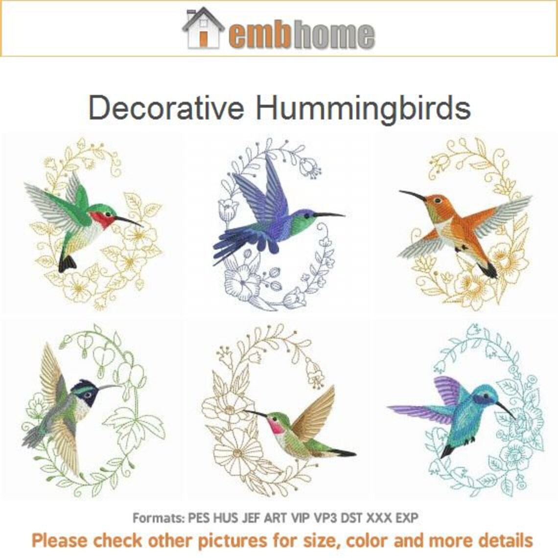 Decorative Hummingbirds Machine Embroidery Designs Instant - Etsy
