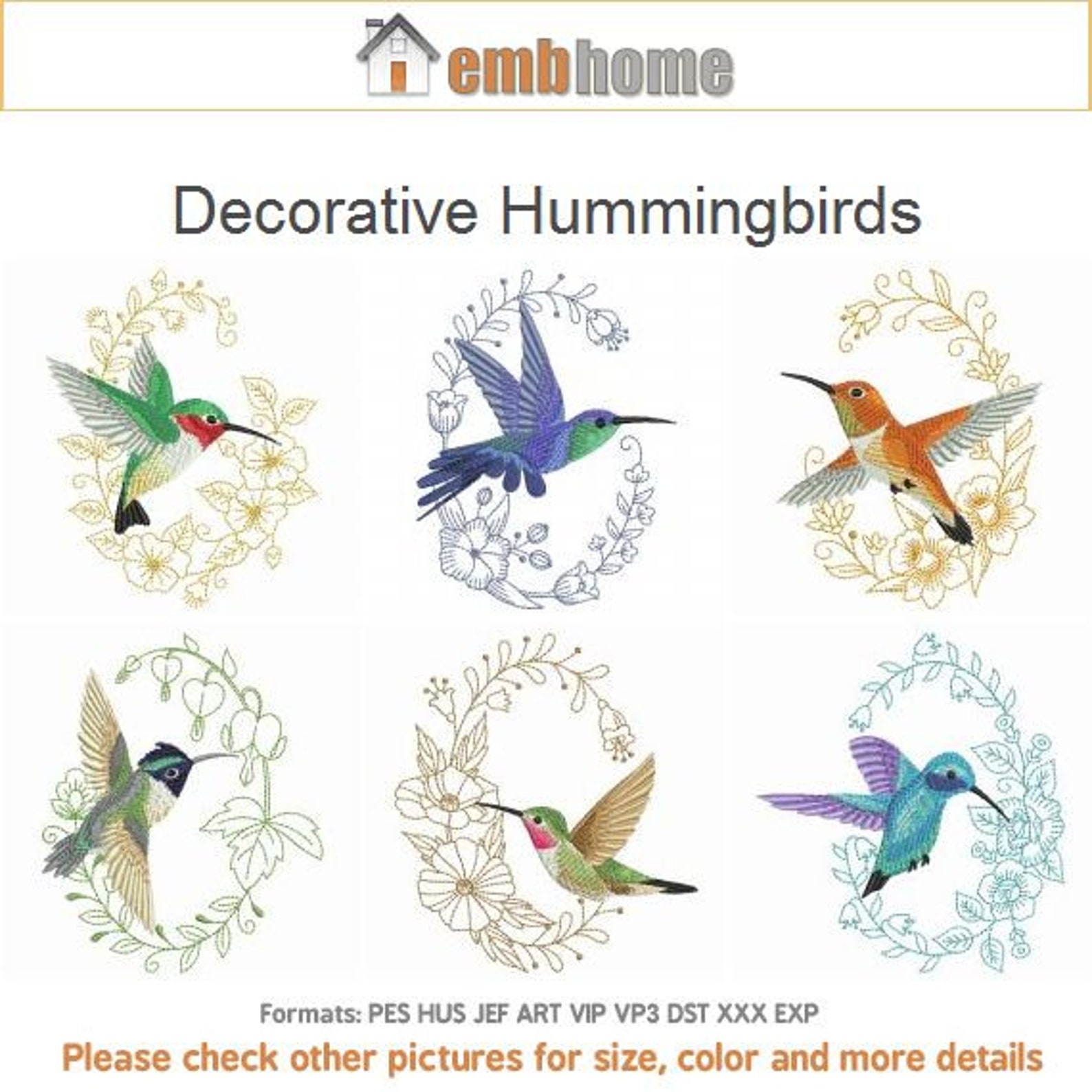 Decorative Hummingbirds Machine Embroidery Designs Instant - Etsy