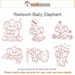 Redwork Baby Elephant Adorable Animal Machine Embroidery Designs Pack ...