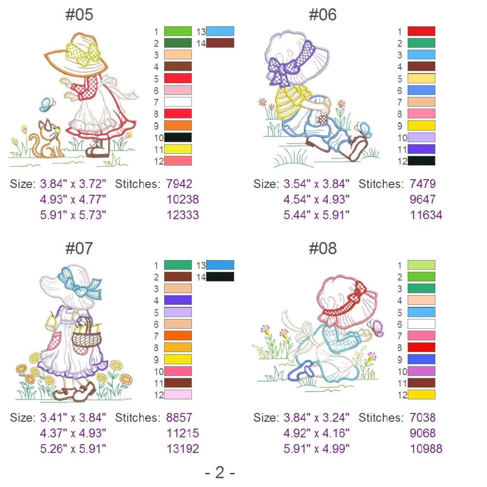 Spring Sunbonnet Sue Embroidery Designs Instant Download 4x4 - Etsy