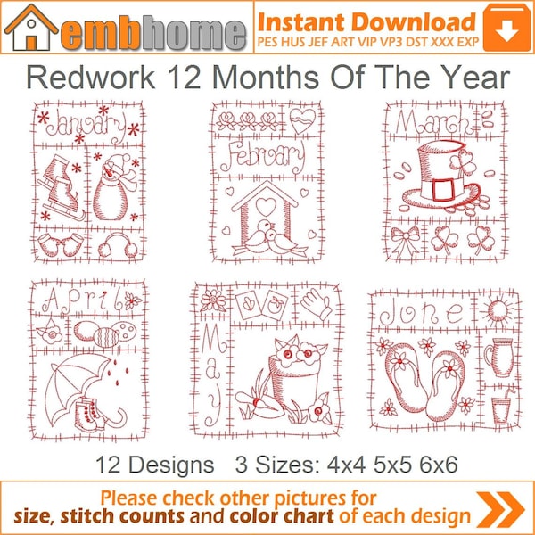 Redwork Machine Embroidery Designs - Etsy