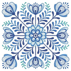 Delft Blue Quilt Block Machine Embroidery Designs Pack Instant Download ...
