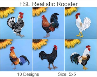 FSL Rooster Free Standing Lace Machine Embroidery Designs Instant Download 4x4&5x5 Hoop APE3055 ...