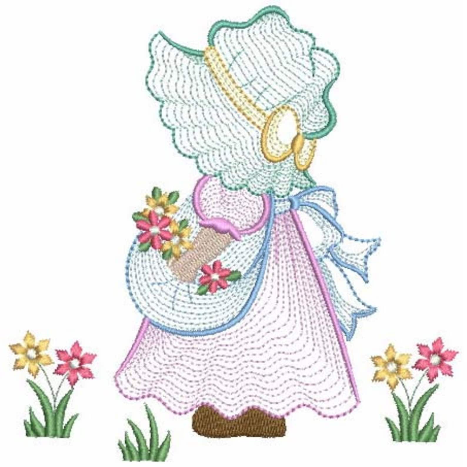 Spring Sunbonnet Sue Embroidery Designs Instant Download 4x4 5x5 6x6 ...