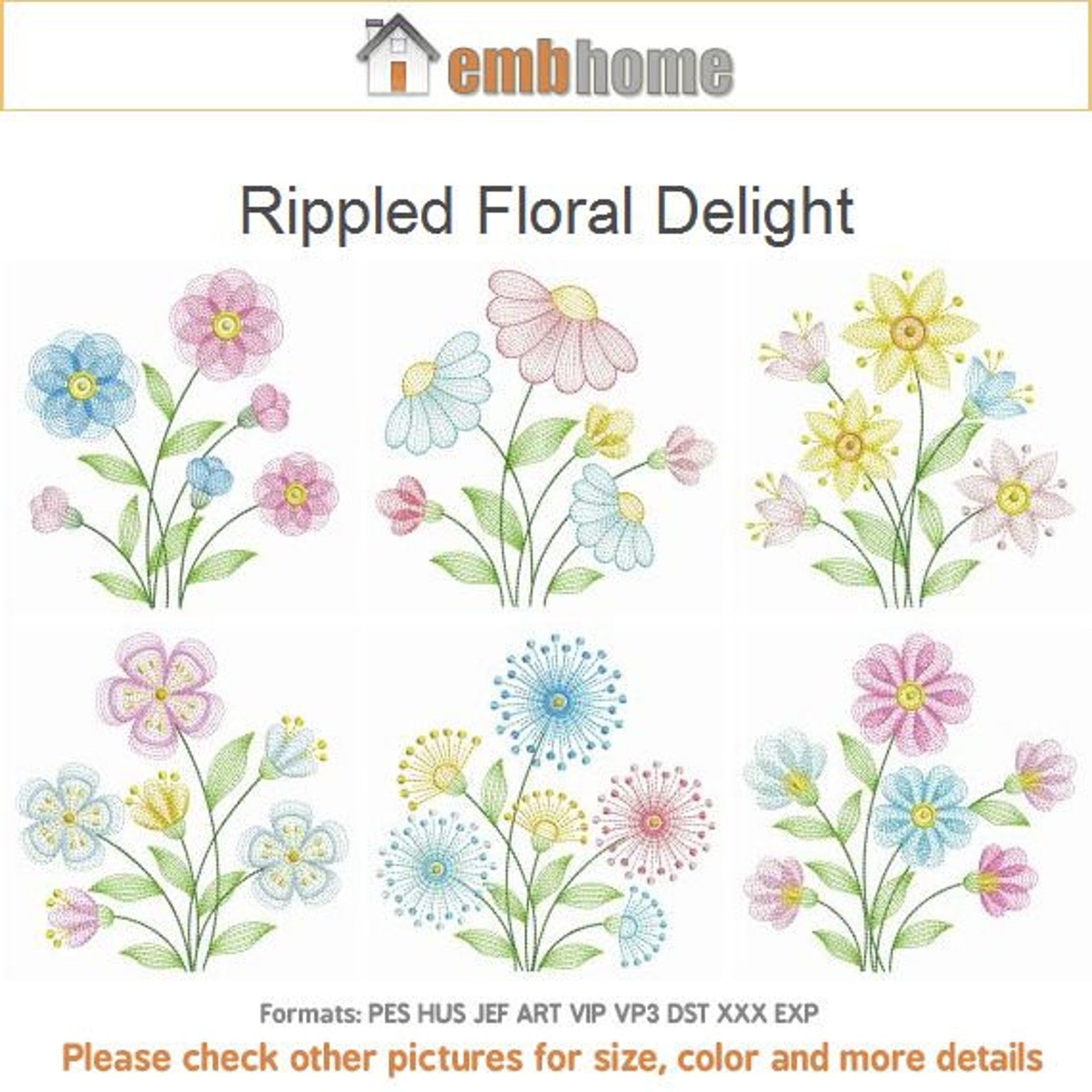 Rippled Floral Delight Machine Embroidery Designs Instant | Etsy
