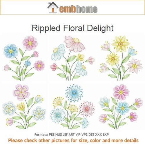 Rippled Floral Delight Machine Embroidery Designs Instant - Etsy