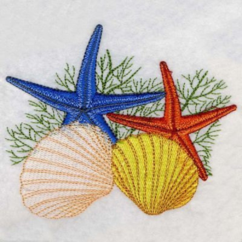 Seashell Summer Holiday Machine Embroidery Design Instant Download 4x4 ...