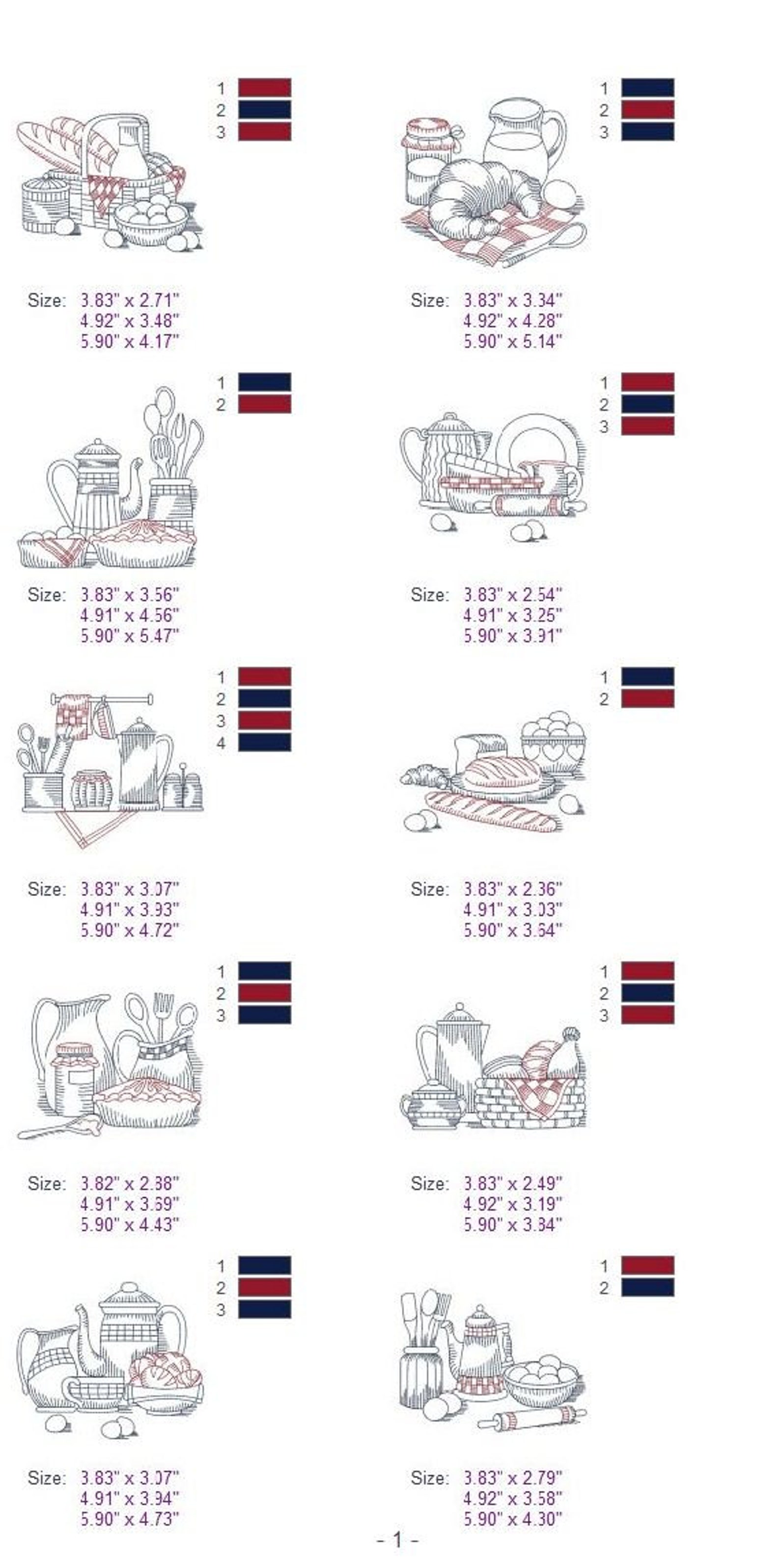 Vintage in My Kitchen Machine Embroidery Designs Pack Instant - Etsy