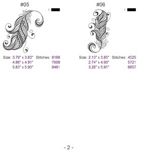 Blackwork Feathers Machine Embroidery Designs Pack Instant Download 4x4 5x5 6x6 Hoop 6 Designs ...