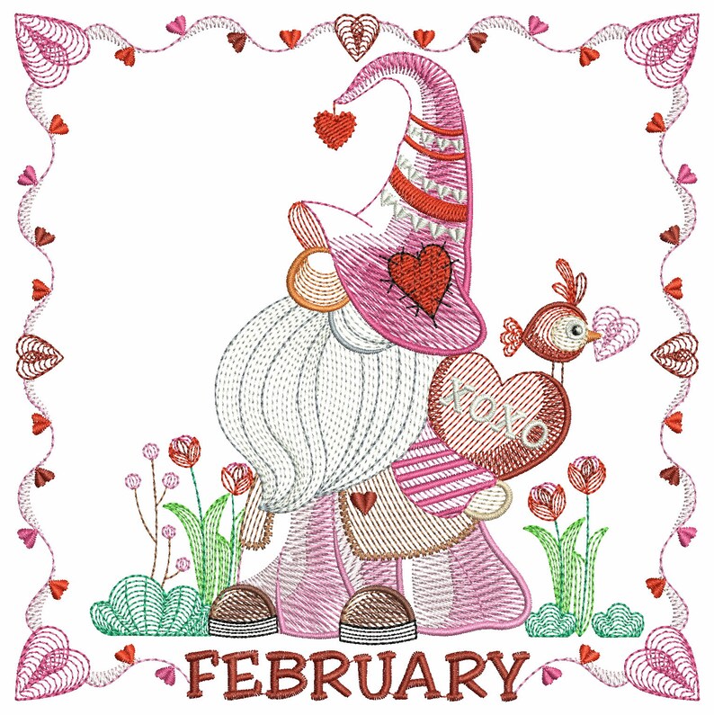 Months of the Year Gnome Embroidery Designs Instant Download - Etsy