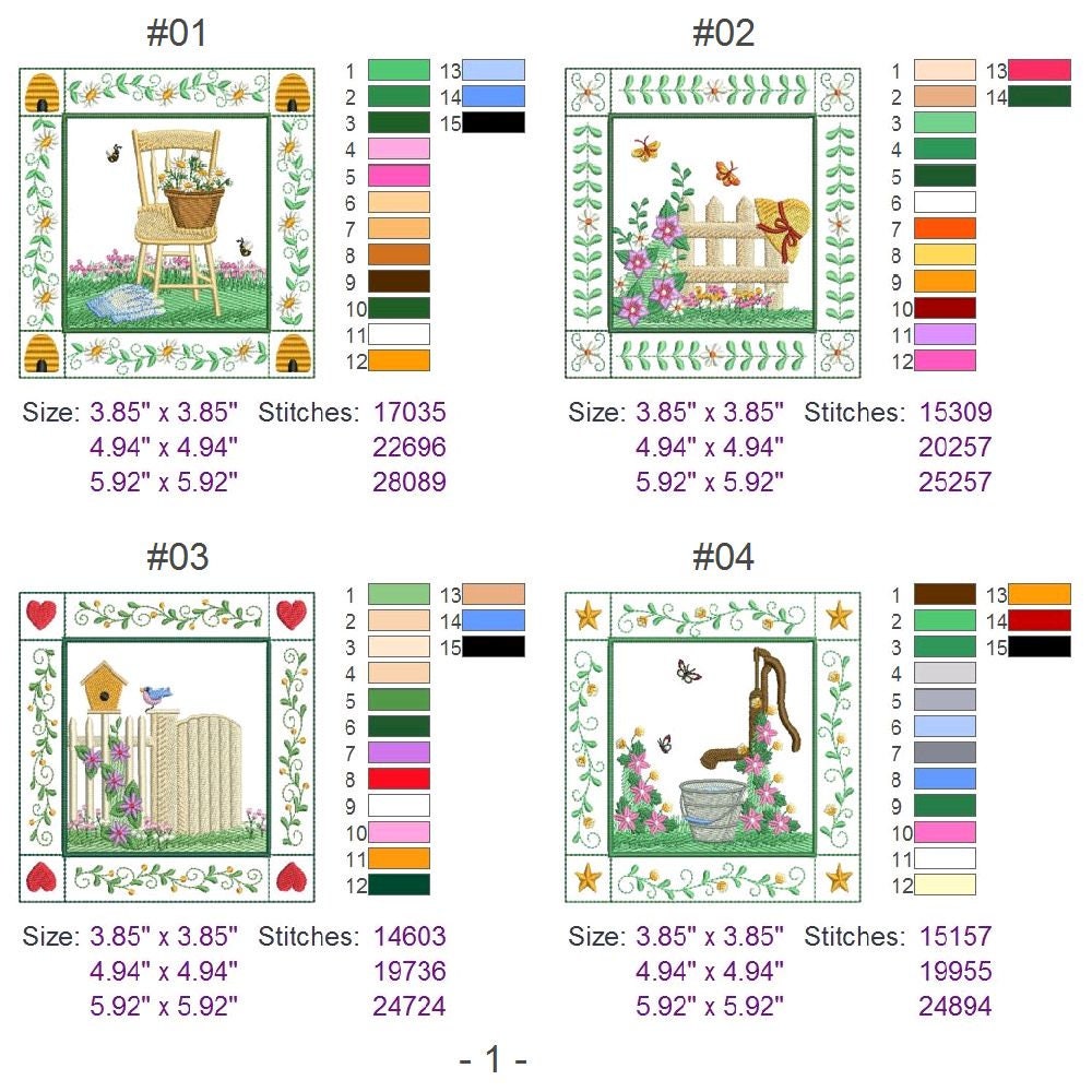 Garden Blocks Spring Season Machine Embroidery Designs Pack Instant ...