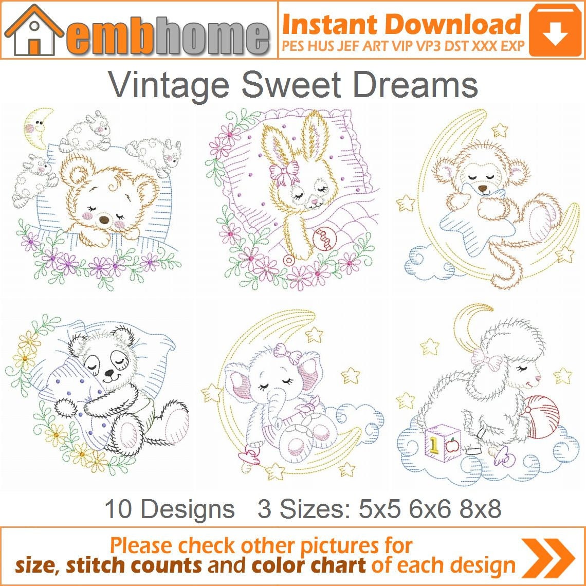 Vintage Sweet Dreams Machine Embroidery Designs Instant - Etsy