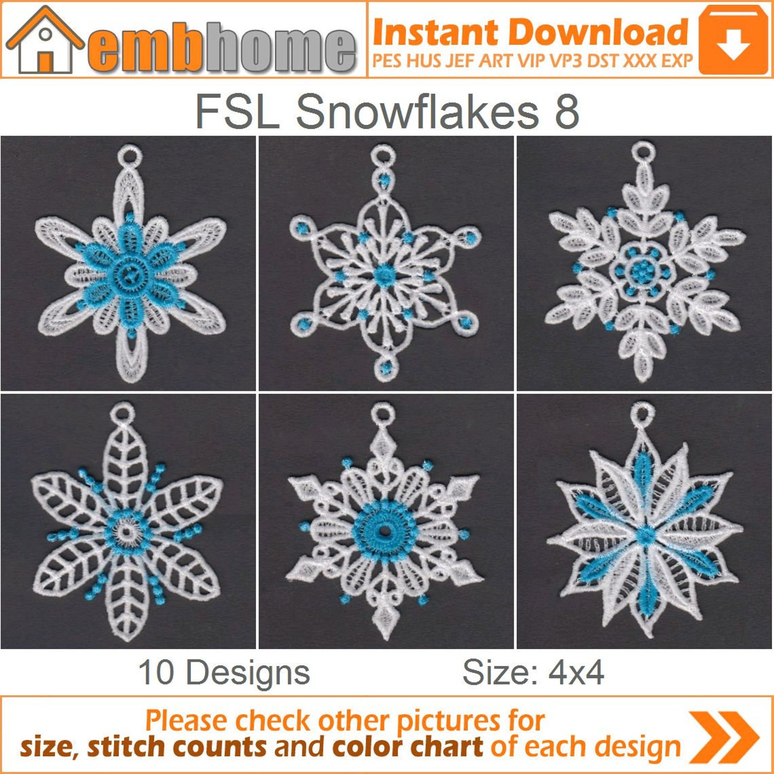 FSL Snowflakes Free Standing Lace Christmas Ornament Machine Embroidery ...