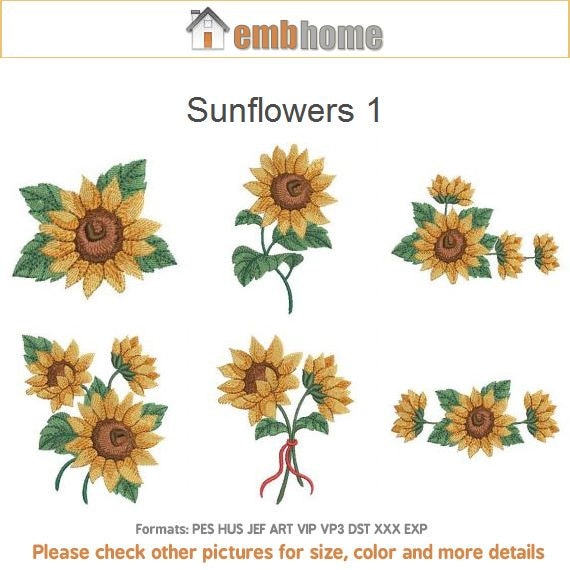 with sunflower flower embroidery pattern jef -478 exp Woman embroidery ...