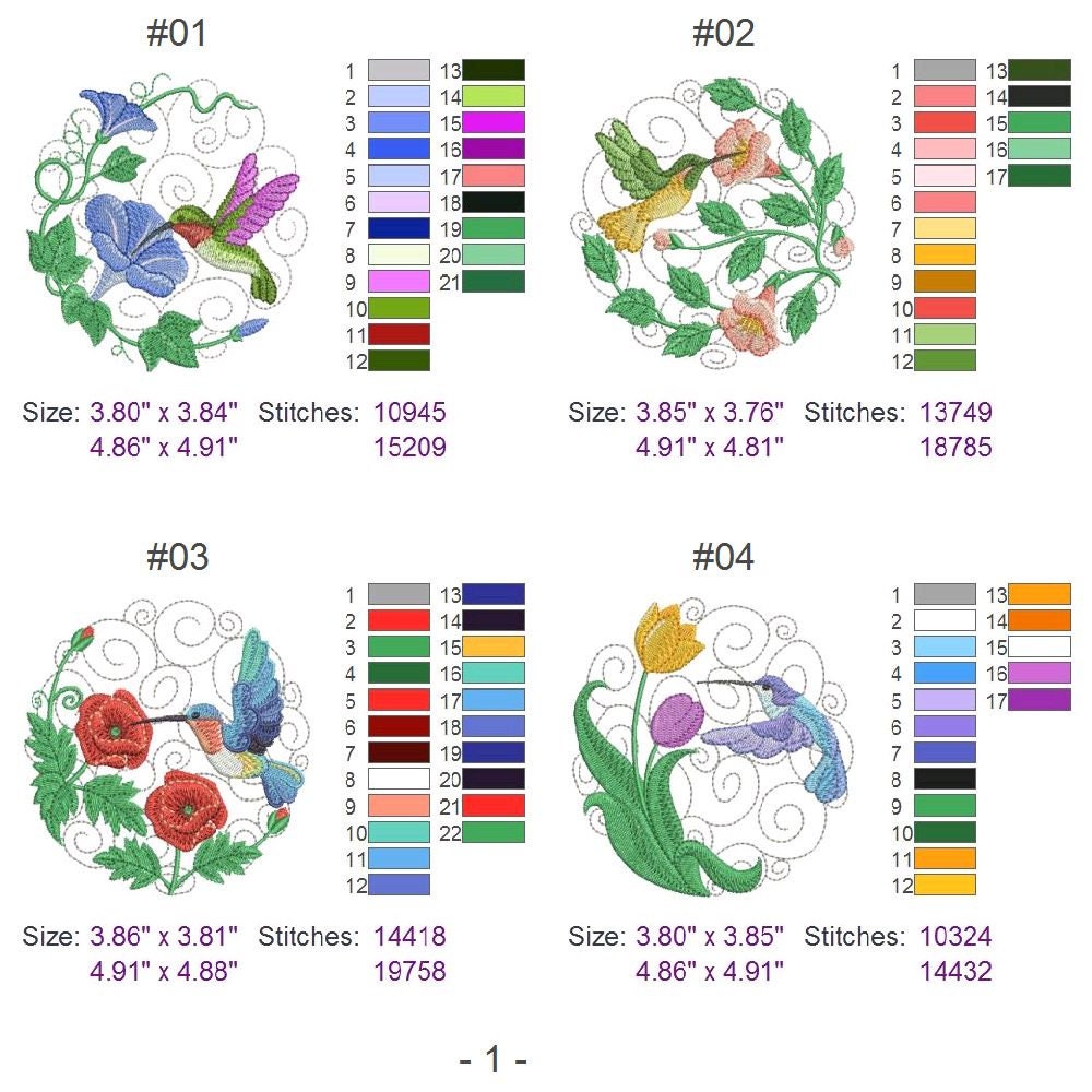 Hummingbird Flowers Circle Machine Embroidery Designs Pack - Etsy