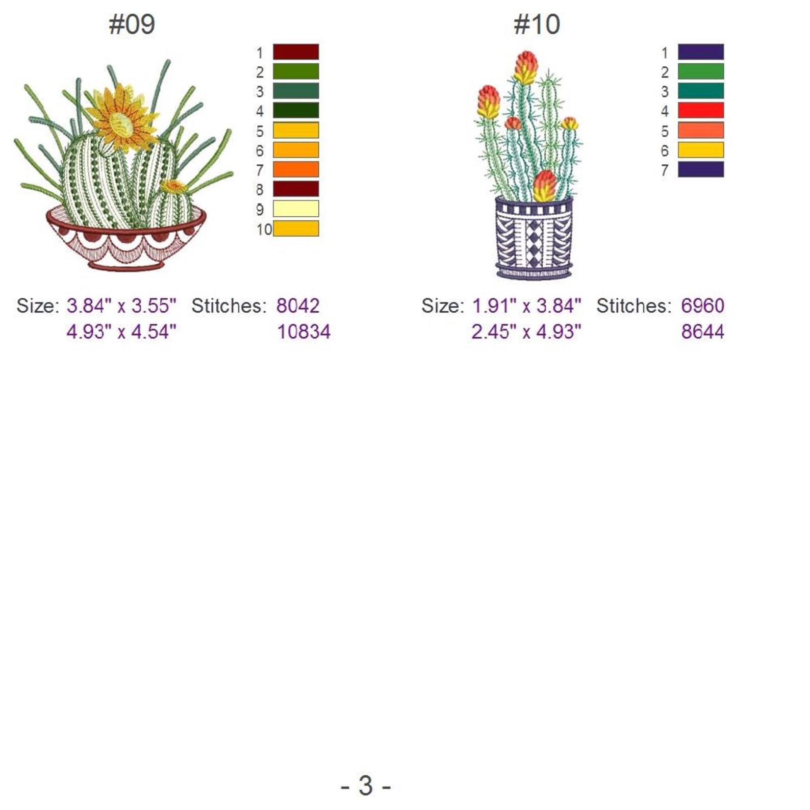 Basket Cactus Machine Embroidery Designs Instant Download 4x4 - Etsy