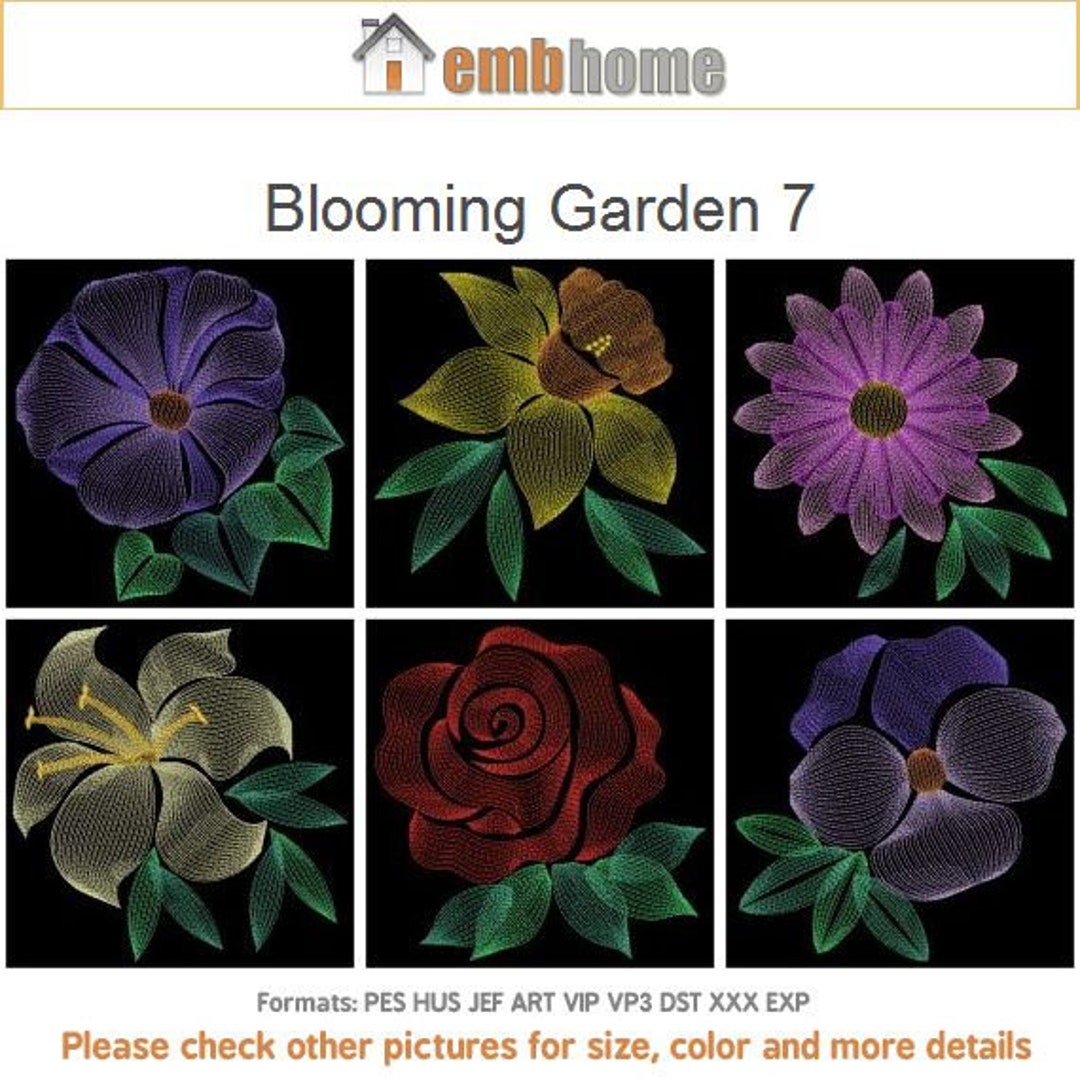 Blooming Garden Machine Embroidery Designs Pack Instant - Etsy