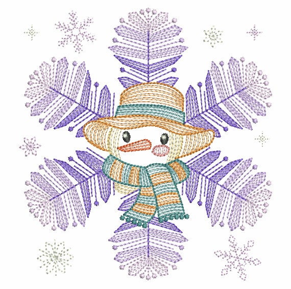 Snowflake Snowman Machine Embroidery Designs Pack Instant - Etsy