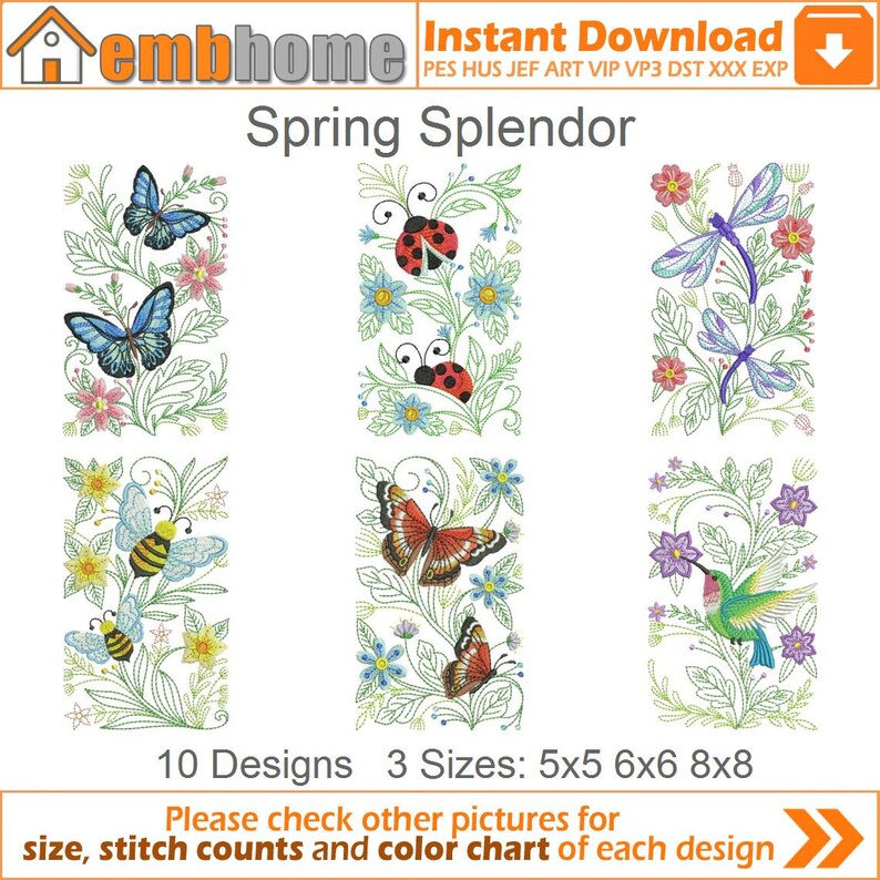Spring Splendor Pack Machine Embroidery Designs Instant - Etsy