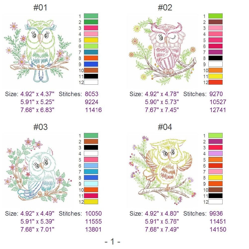 Vintage Owls Machine Embroidery Designs Pack Instant Download 5x5 6x6 ...