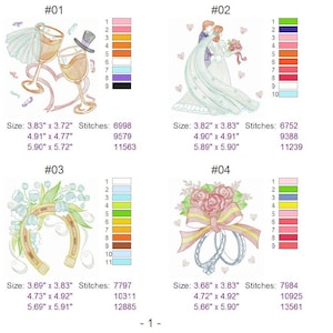 Wedding Day Machine Embroidery Designs Instant Download 4x4 5x5 6x6 ...