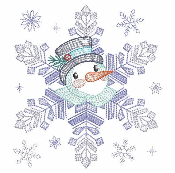 Snowflake Snowman Machine Embroidery Designs Pack Instant - Etsy