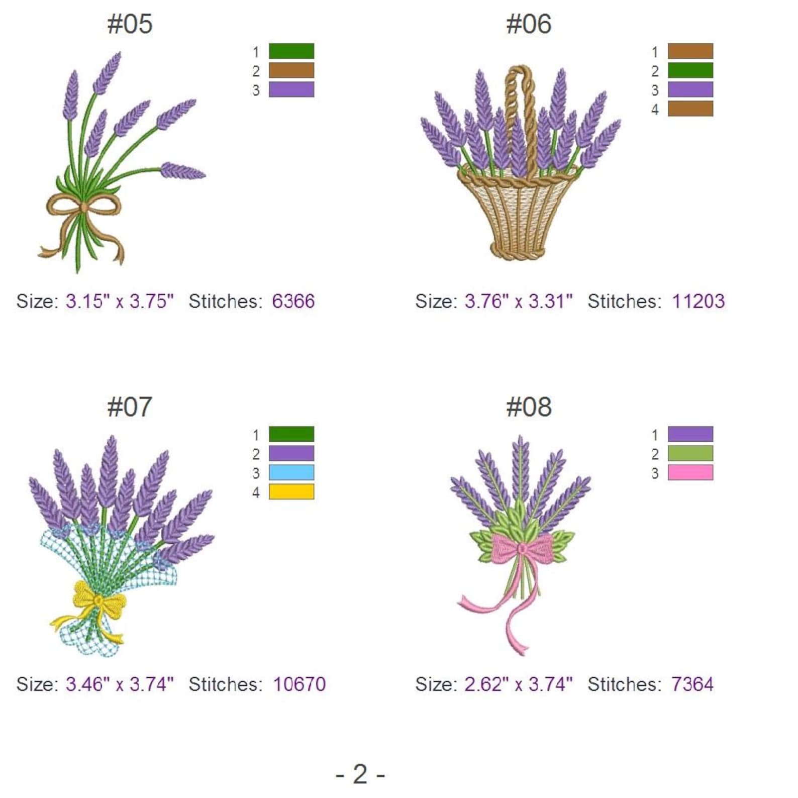 Lavender Flowers Machine Embroidery Designs Instant Download 4x4 Hoop ...