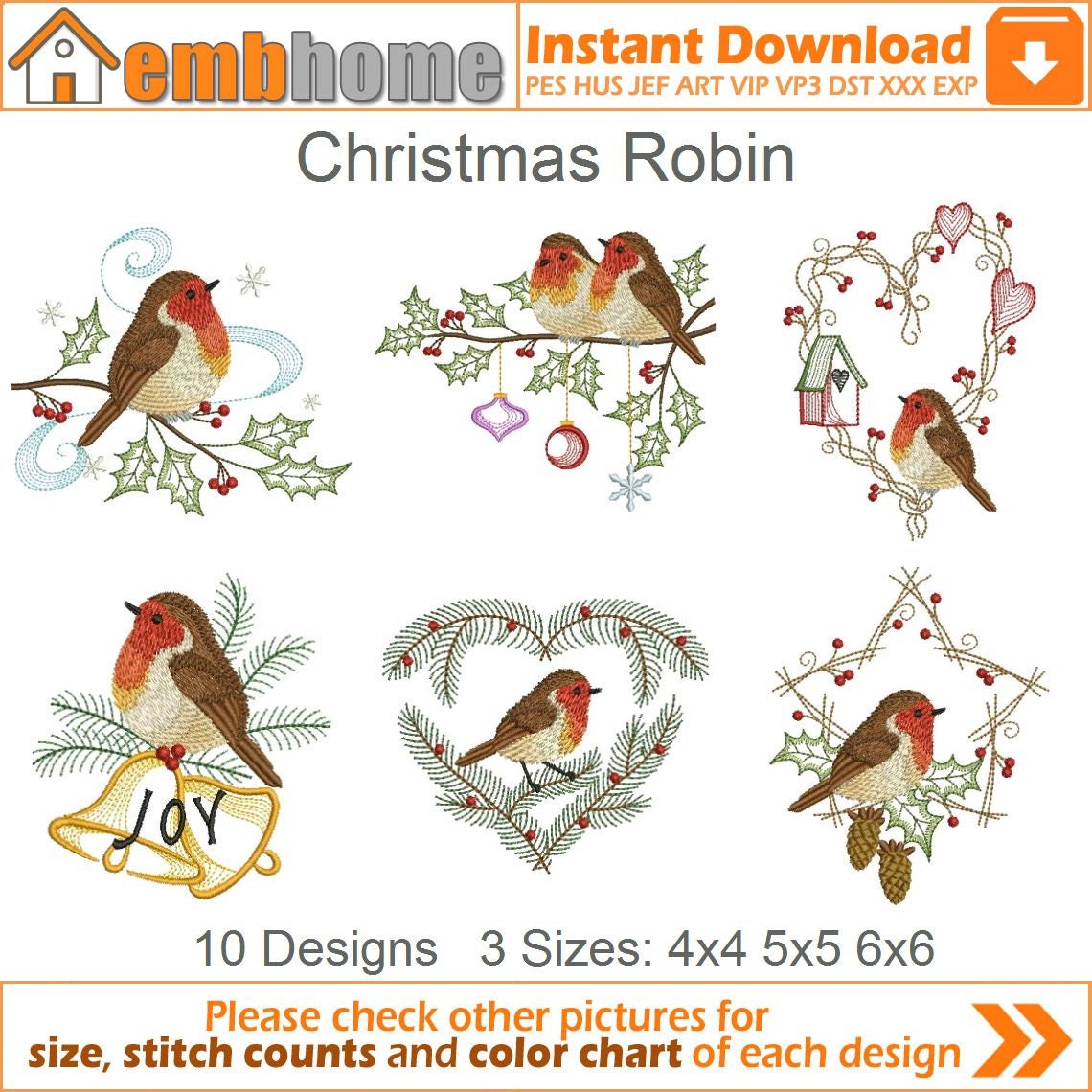 Christmas Robin Machine Embroidery Designs Instant Download - Etsy