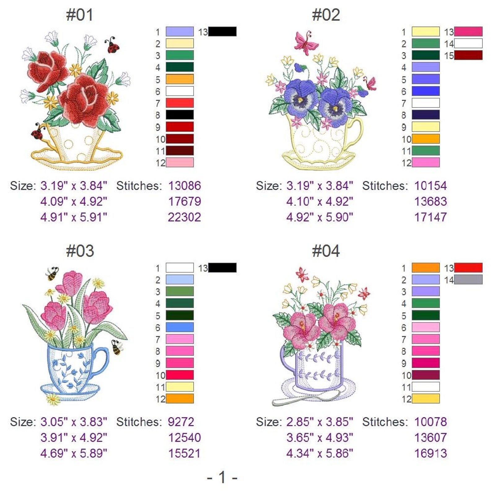 Teacup in Bloom Machine Embroidery Designs Instant Download - Etsy