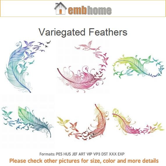 Variegated Feathers Machine Embroidery Designs Instant - Etsy