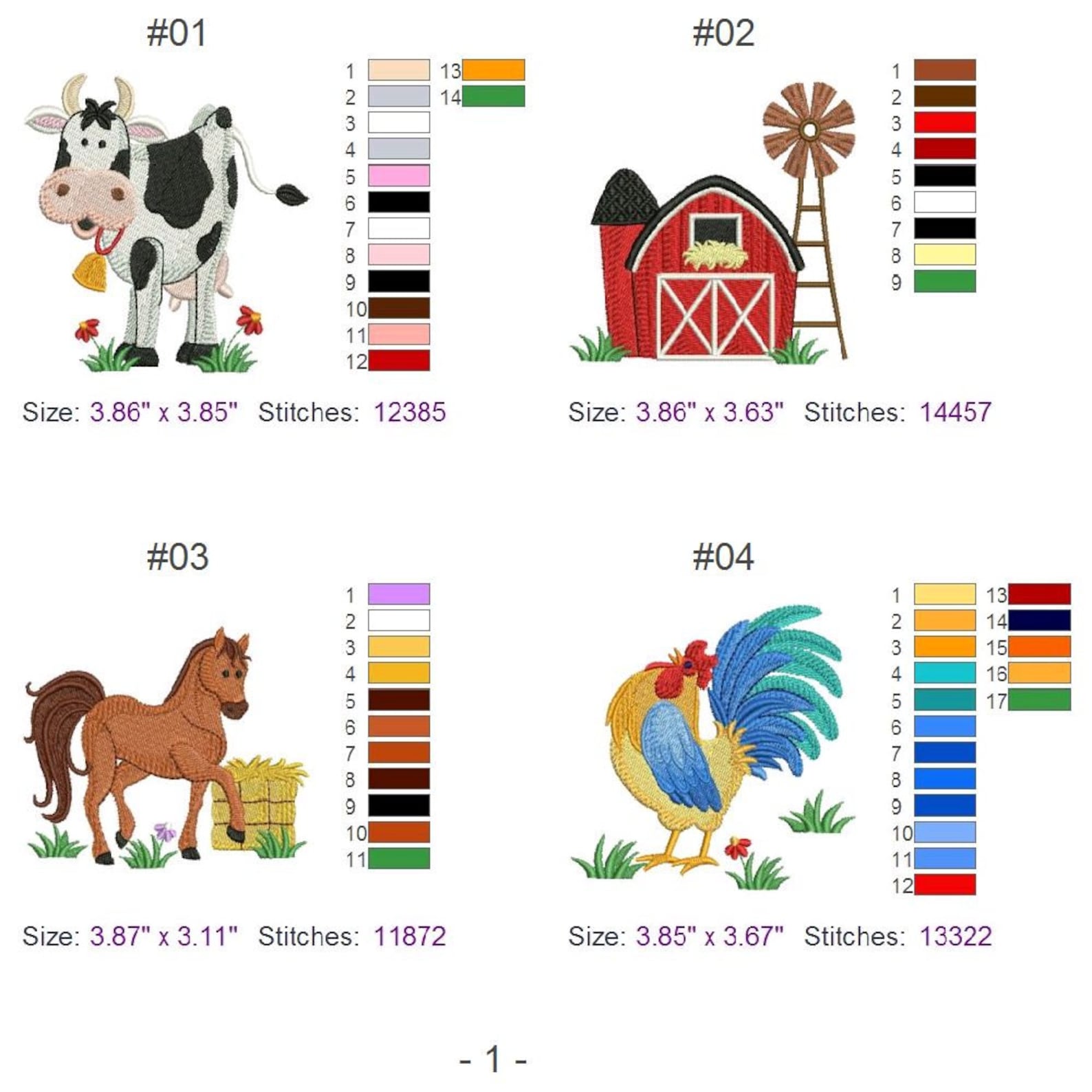 On the Farm Cute Animal Machine Embroidery Designs Instant Download 4x4 ...