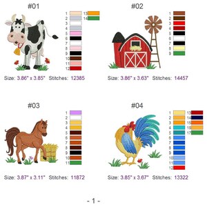 On the Farm Cute Animal Machine Embroidery Designs Instant Download 4x4 ...